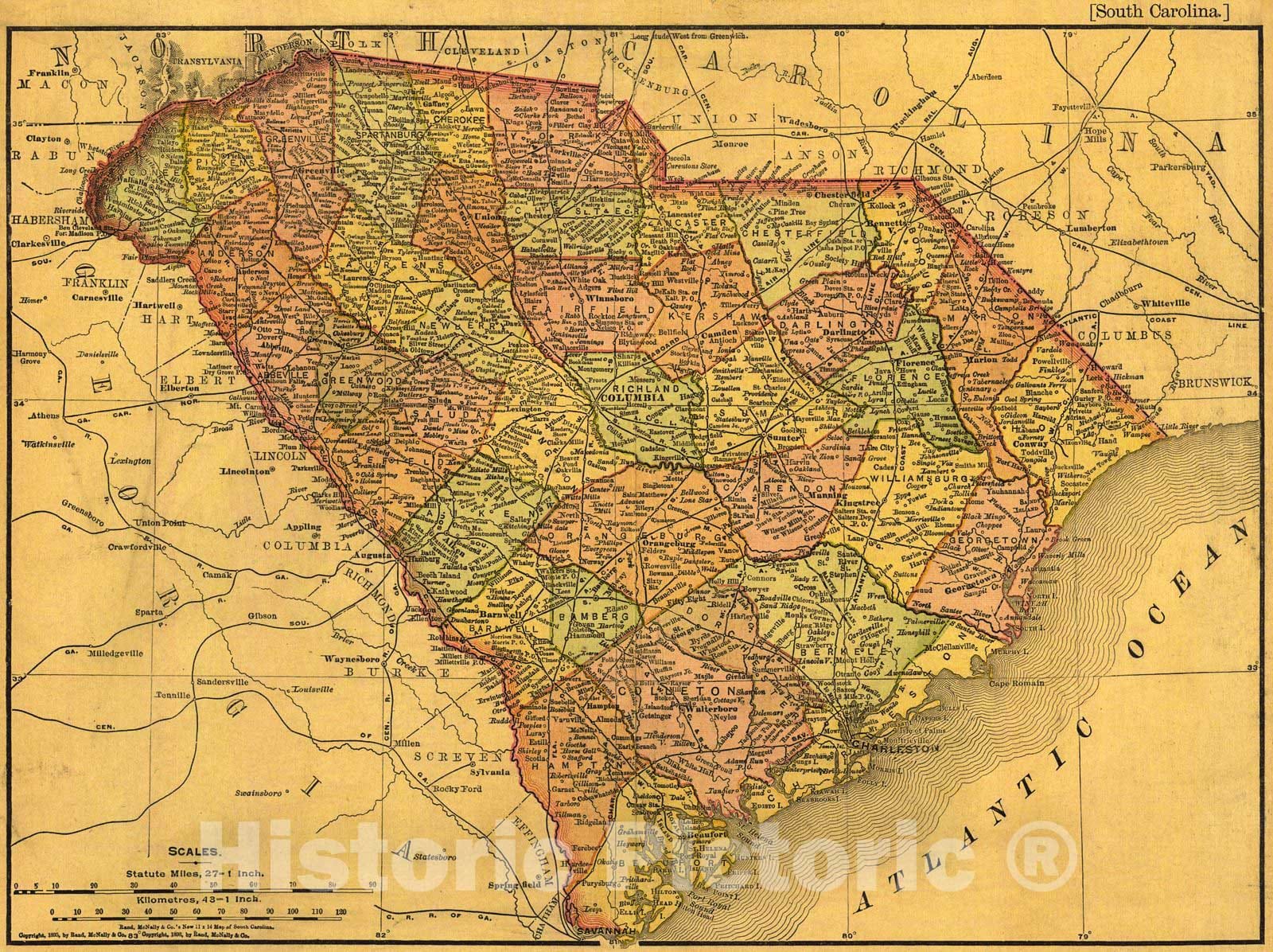 Historic Map : 1898 [Map of] South Carolina : Vintage Wall Art ...
