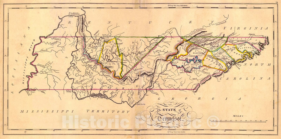 Historic Map : 1818 The State of Tennessee : Vintage Wall Art ...