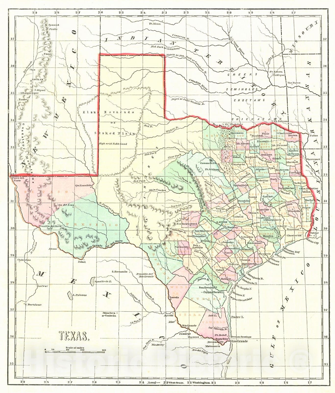 Historic Map : 1847 Texas : Vintage Wall Art – Historic Pictoric