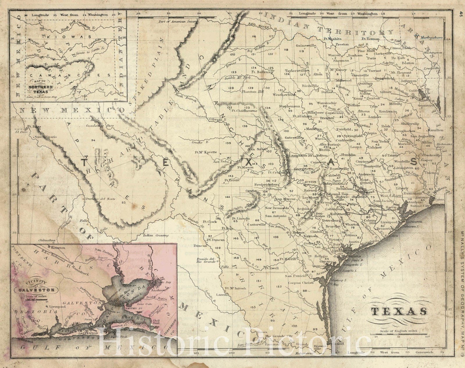 Historic Map : 1865 Texas : Vintage Wall Art – Historic Pictoric