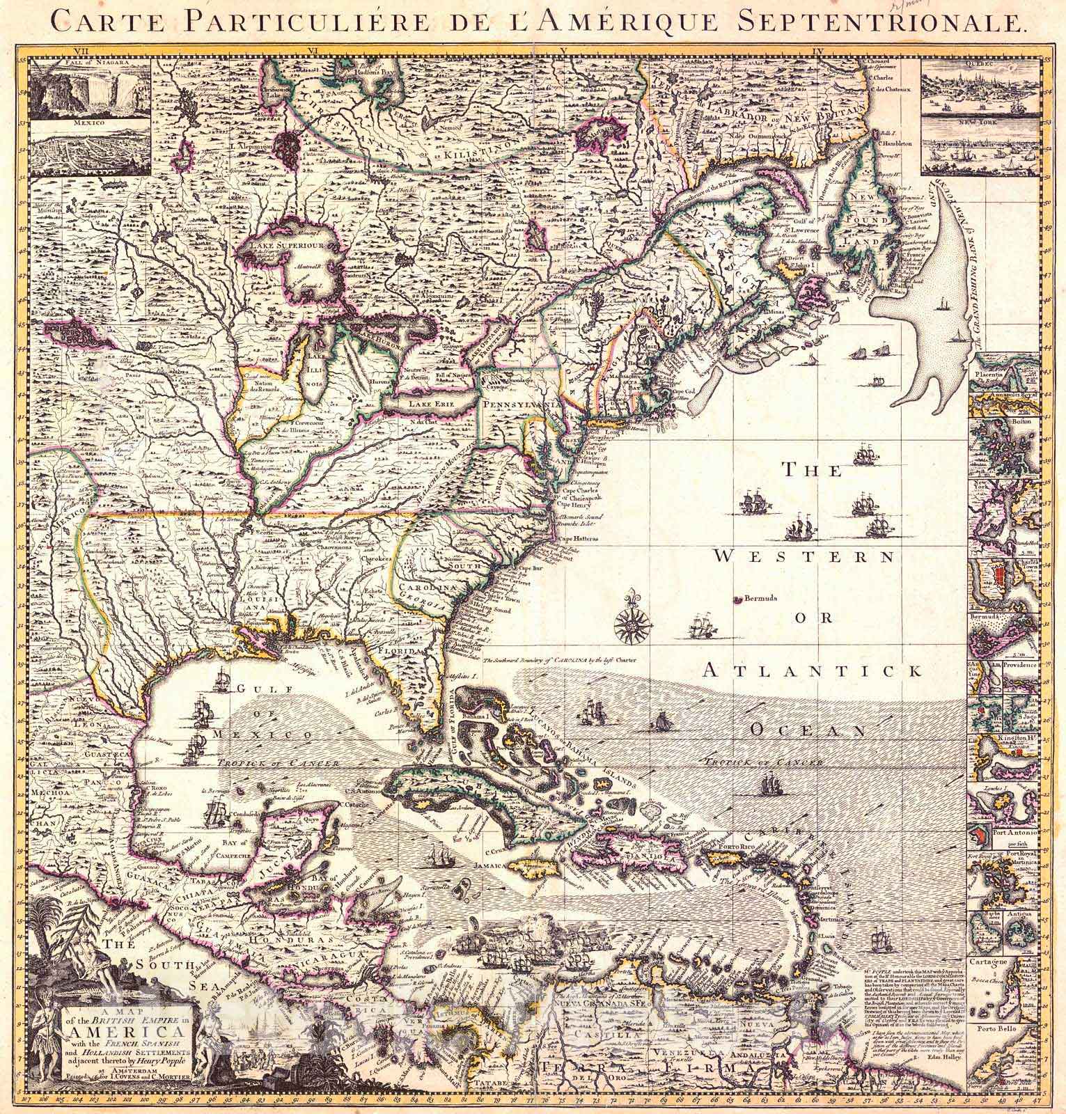 Historic Map : 1733 A Map of the British Empire in America : Vintage W ...