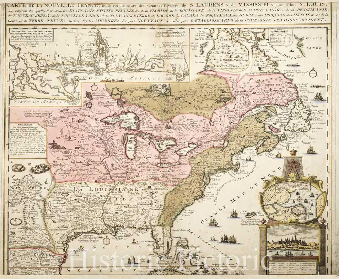 Historic Map : 1740 Carte de la Nouvelle France : Vintage Wall Art ...