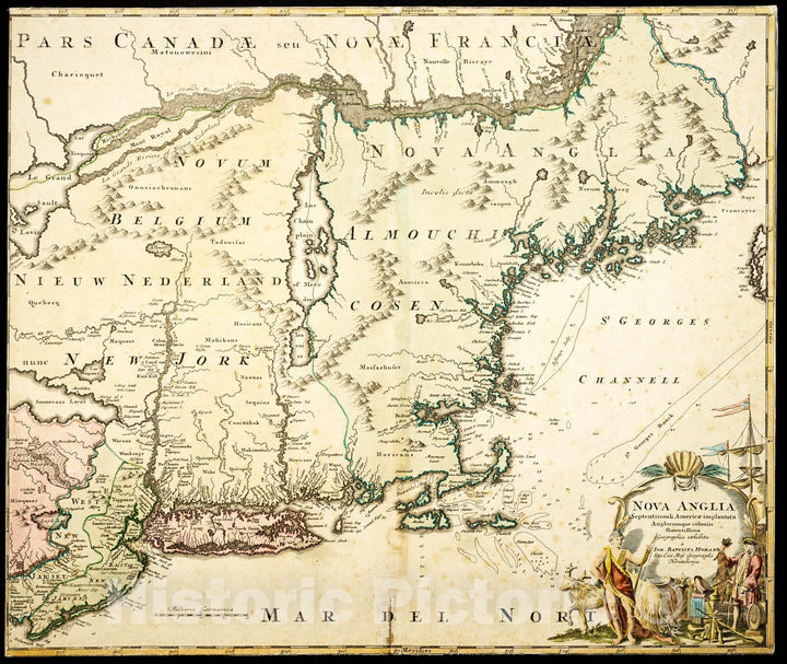 Historic Map : 1759 Nova Anglia, Septentrionali America implantata Ang ...