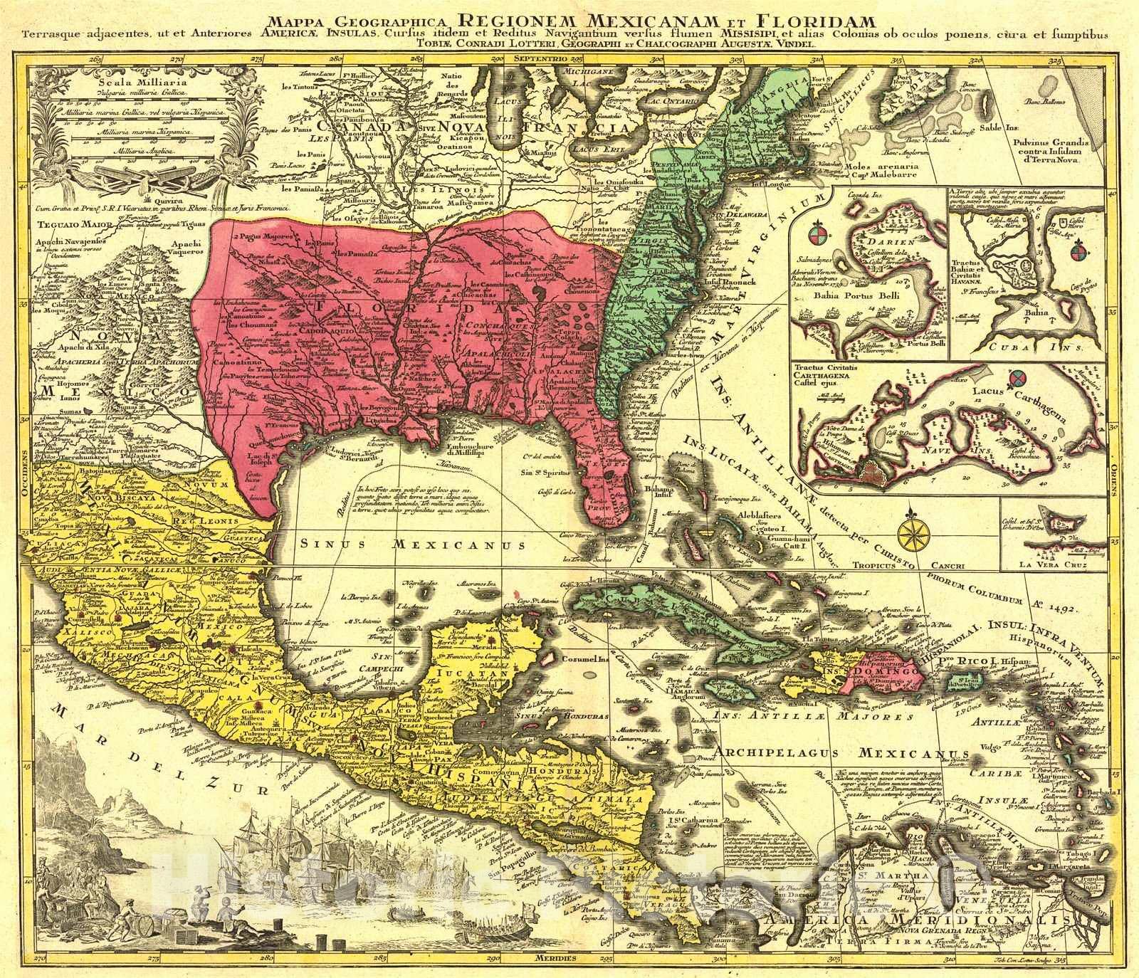 Historic Map : 1760 Mappa Geographica Regionen Mexicanam et Floridam T ...