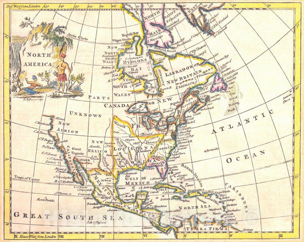 Historic Map : 1760 North America : Vintage Wall Art - Historic Pictoric