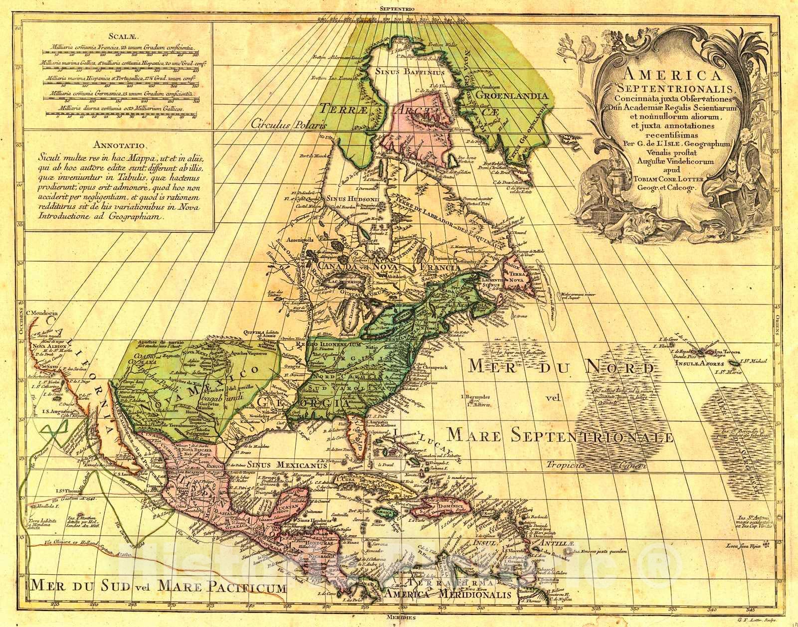 Historic Map : 1765 America Septentrionalis : Vintage Wall Art ...