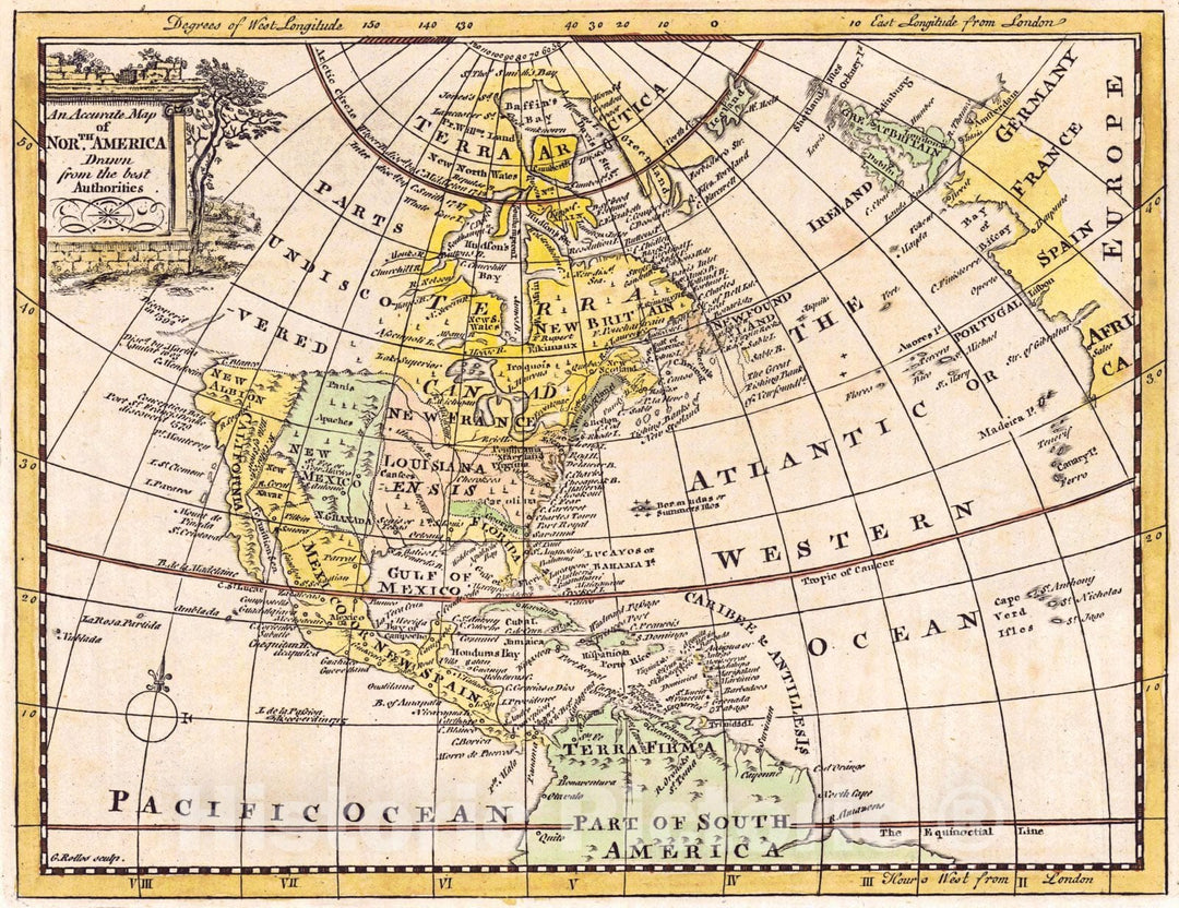 Historic Map : 1779 An Accurate Map of North America : Vintage Wall Ar ...