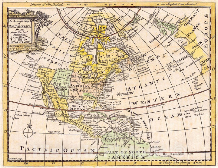 Historic Map : 1779 An Accurate Map of North America : Vintage Wall Ar ...