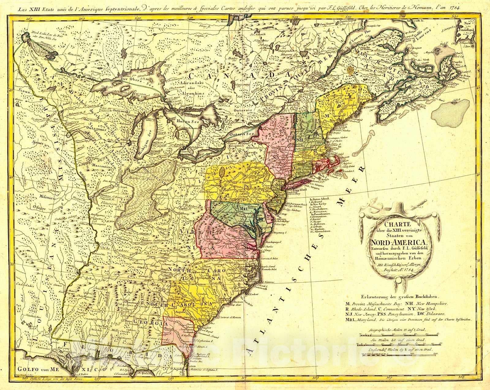 Historic Map : 1784 Staaten von Nord America : Vintage Wall Art ...