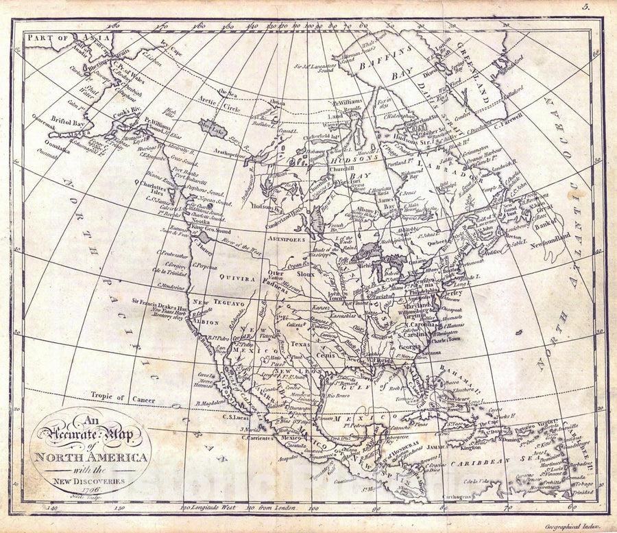 Historic Map : 1796 An Accurate Map of North America with the New Disc ...