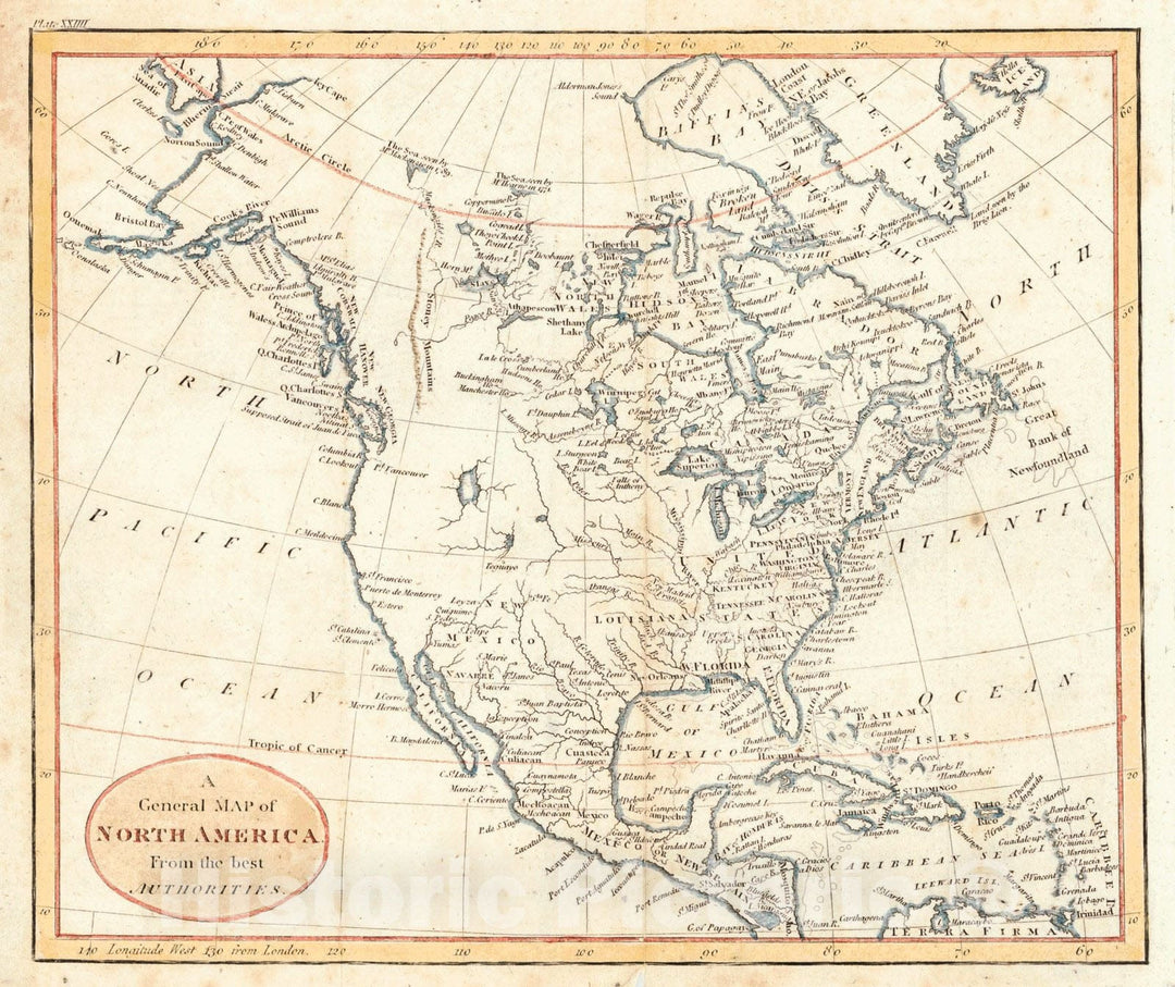 Historic Map : 1803 A General Map of North America From the Best Autho ...