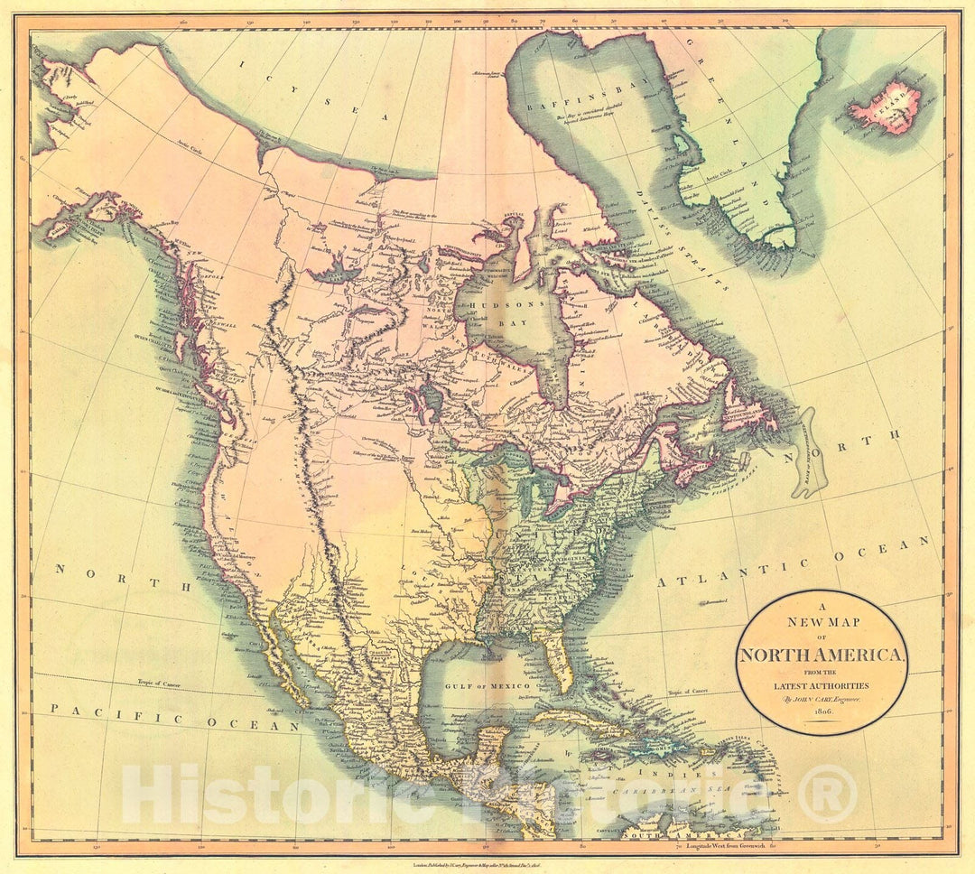 Historic Map : 1806 A New Map of North America : Vintage Wall Art ...