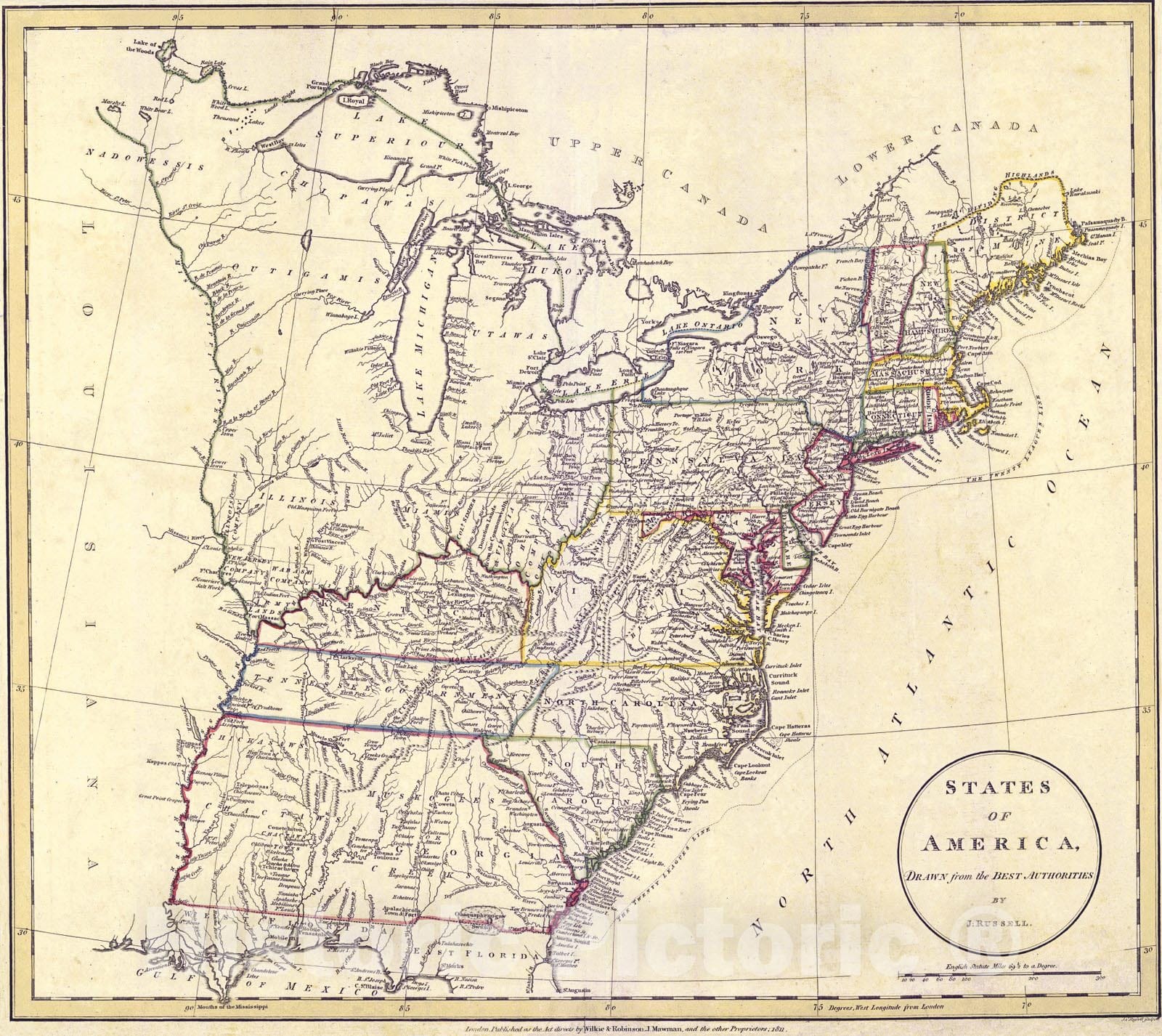 Historic Map : 1811 States of America : Vintage Wall Art - Historic ...