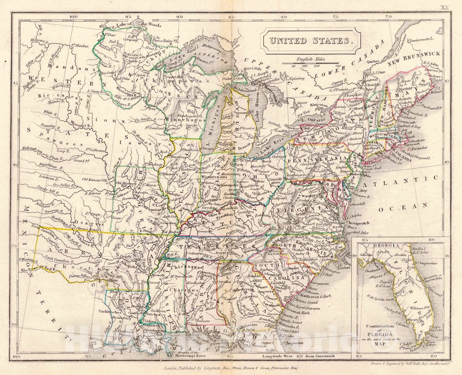 Historic Map : 1820 United States : Vintage Wall Art – Historic Pictoric