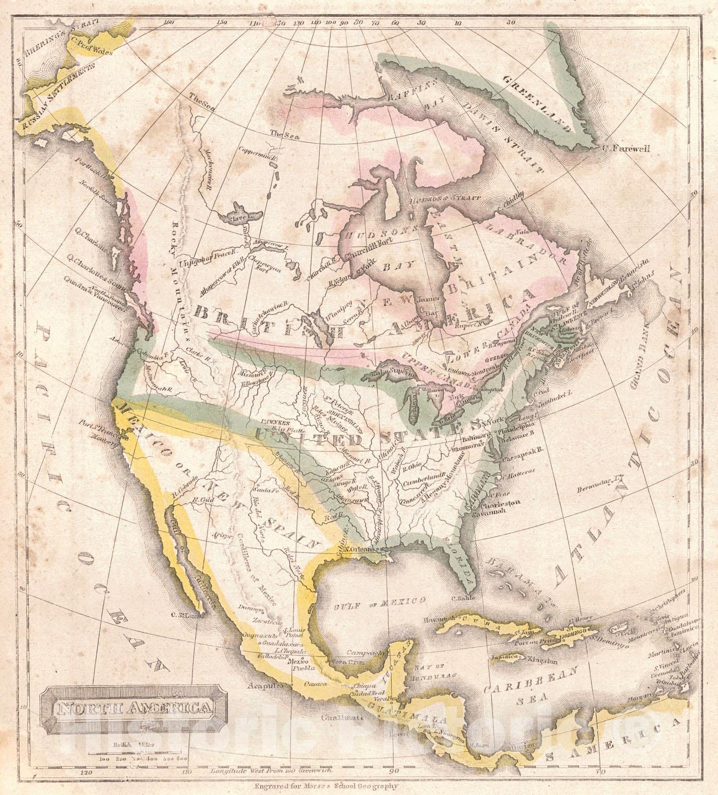 Historic Map : 1821 North America : Vintage Wall Art – Historic Pictoric