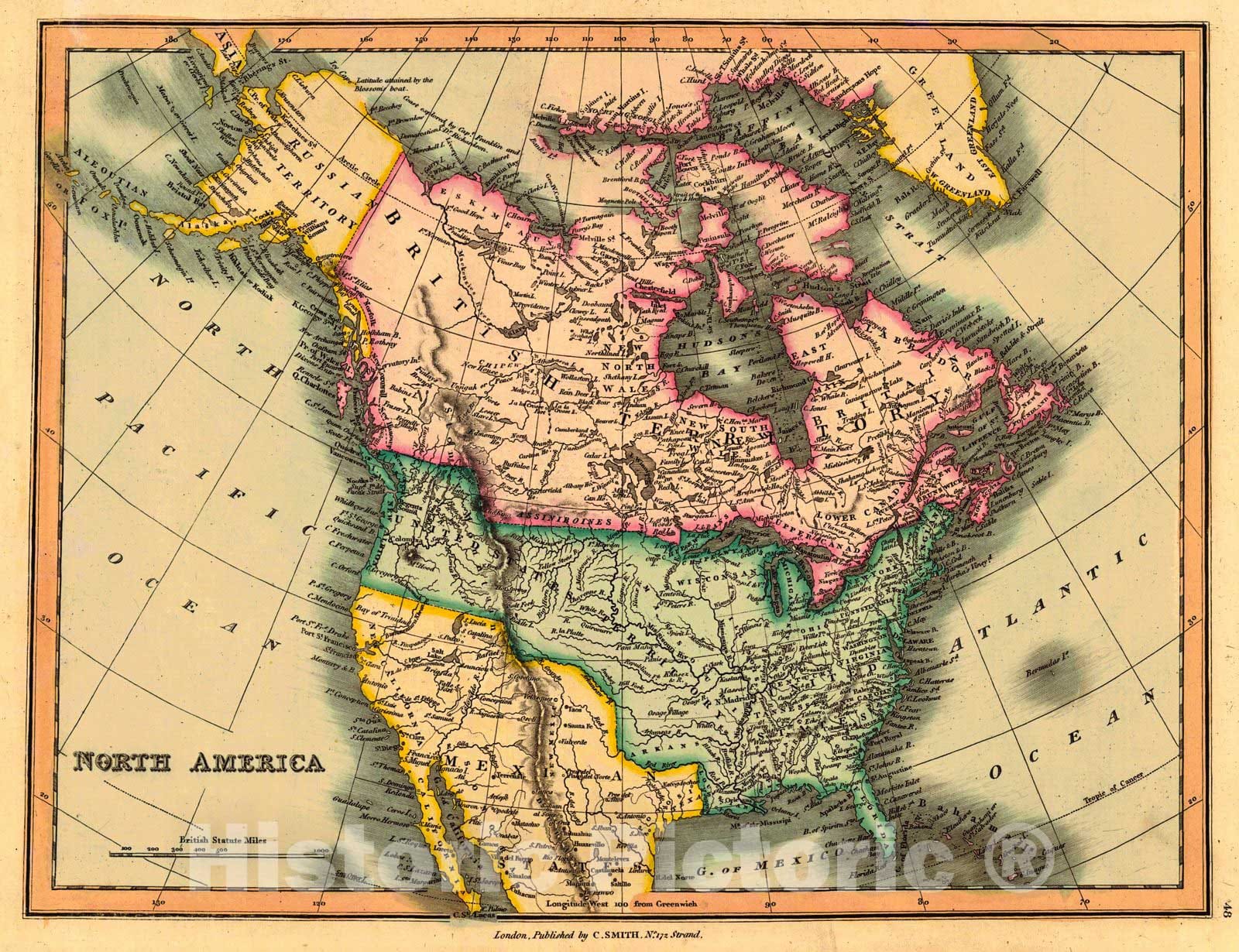 Historic Map : 1824 North America. : Vintage Wall Art – Historic Pictoric