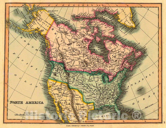 Historic Map : 1824 North America. : Vintage Wall Art – Historic Pictoric