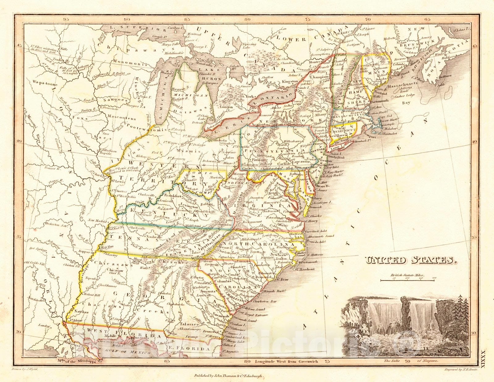 Historic Map : 1824 United States : Vintage Wall Art – Historic Pictoric