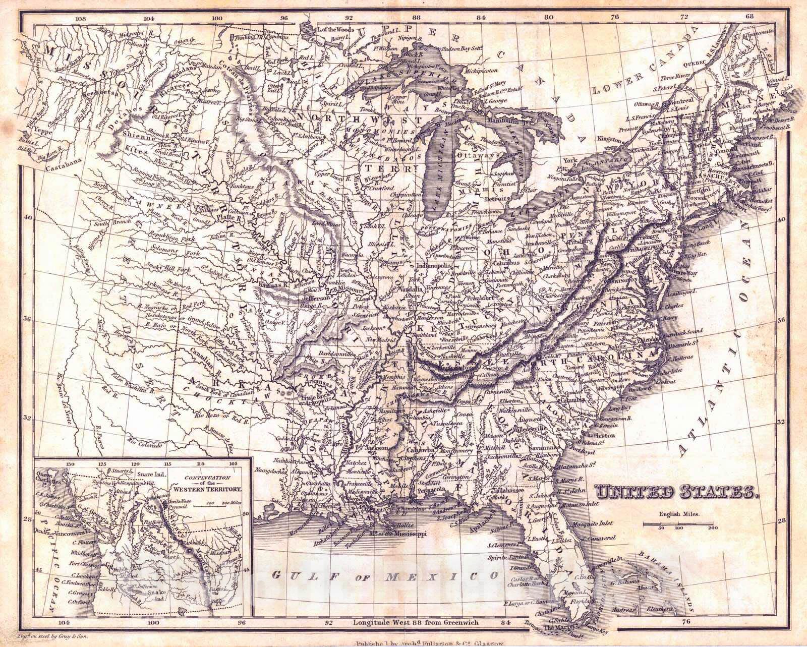 Historic Map : 1833 United States : Vintage Wall Art – Historic Pictoric