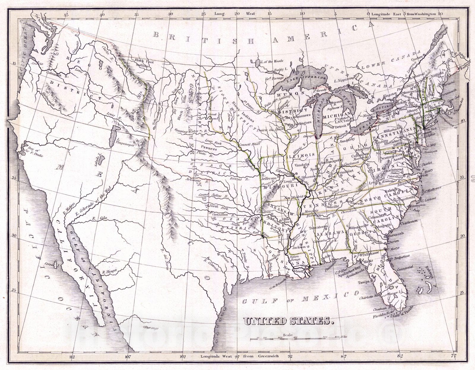 Historic Map : 1835 United States : Vintage Wall Art – Historic Pictoric