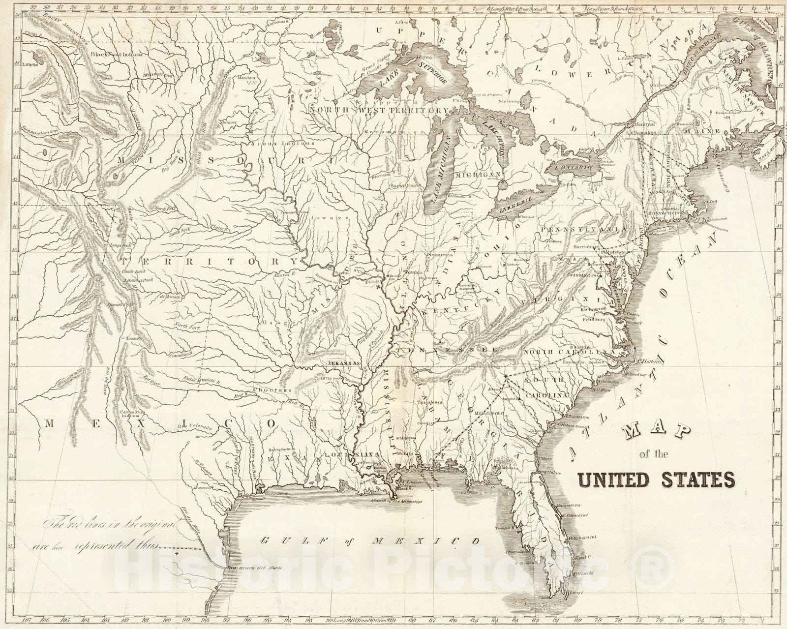 Historic Map : 1835 Map of the United States : Vintage Wall Art ...