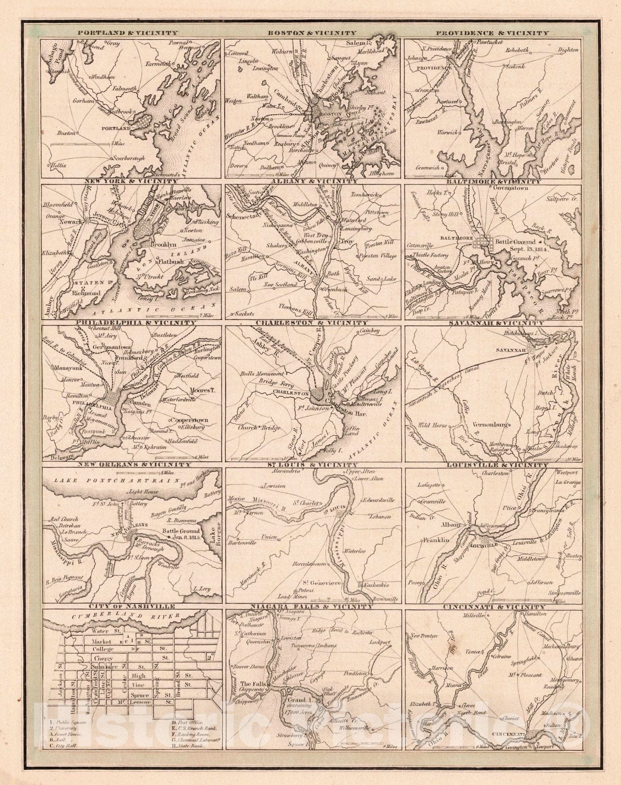 Historic Map : 1835 [Maps of Various U.S. Cities] : Vintage Wall Art ...