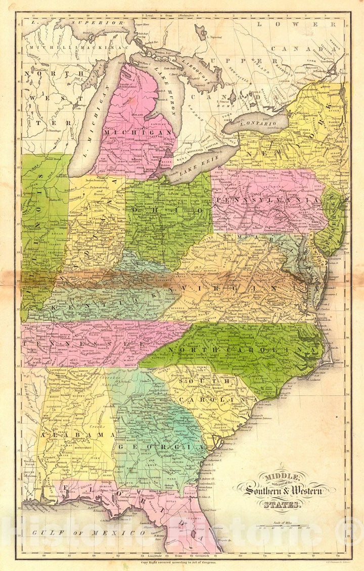 Historic Map : 1839 Middle; with part of the Southern & Western States ...