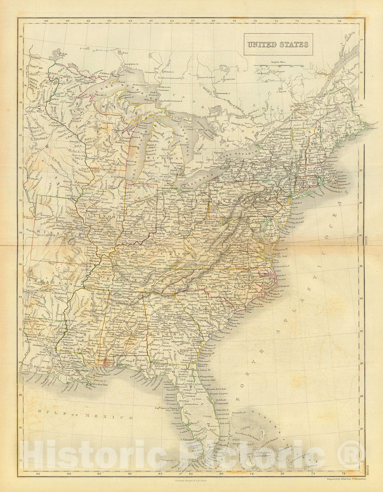 Historic Map : 1847 United States : Vintage Wall Art – Historic Pictoric