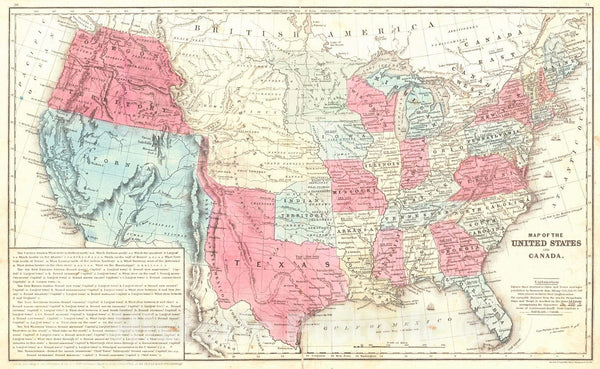 Historic Map : 1850 Map of the United States and Canada : Vintage Wall ...