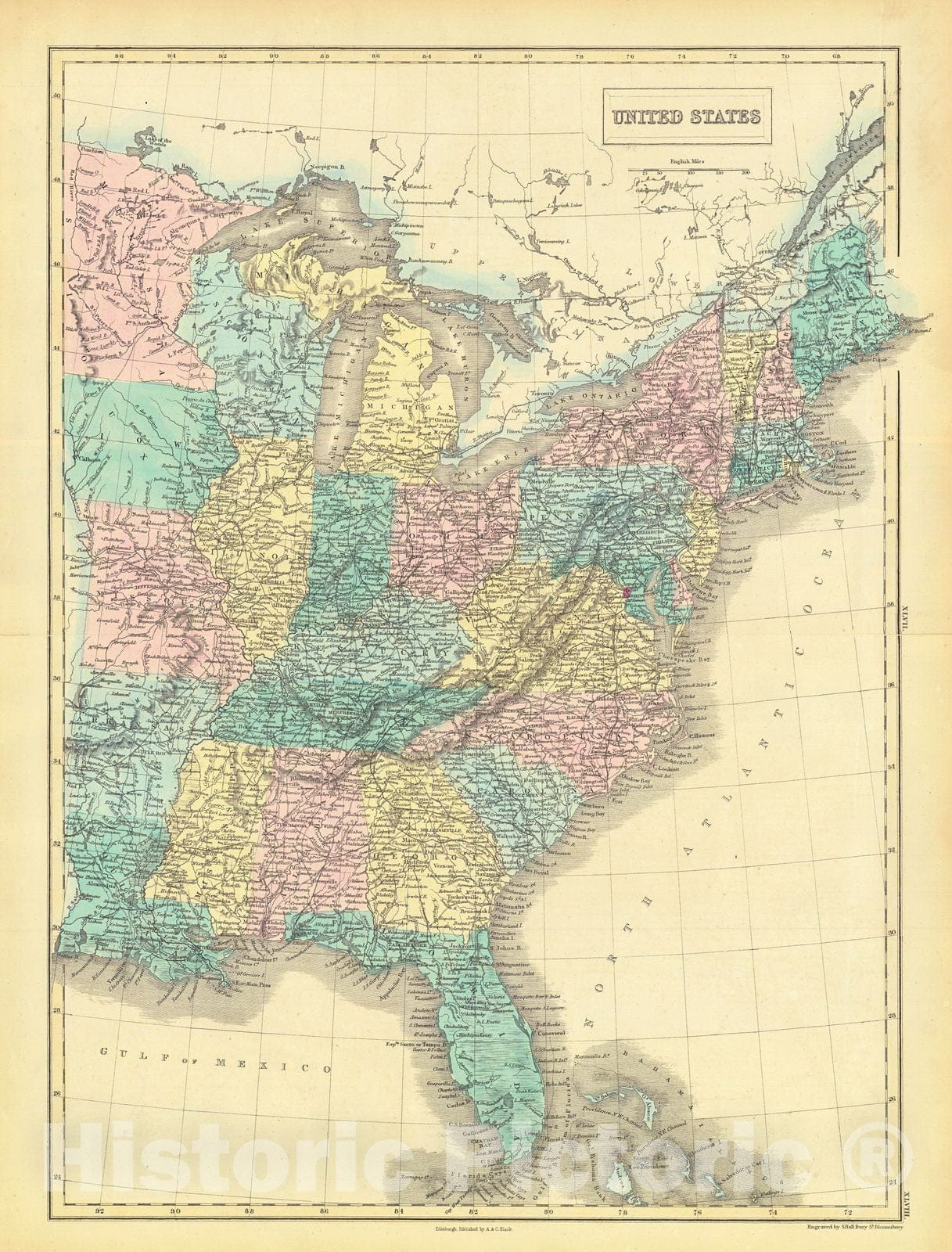 Historic Map : 1860 United States : Vintage Wall Art – Historic Pictoric