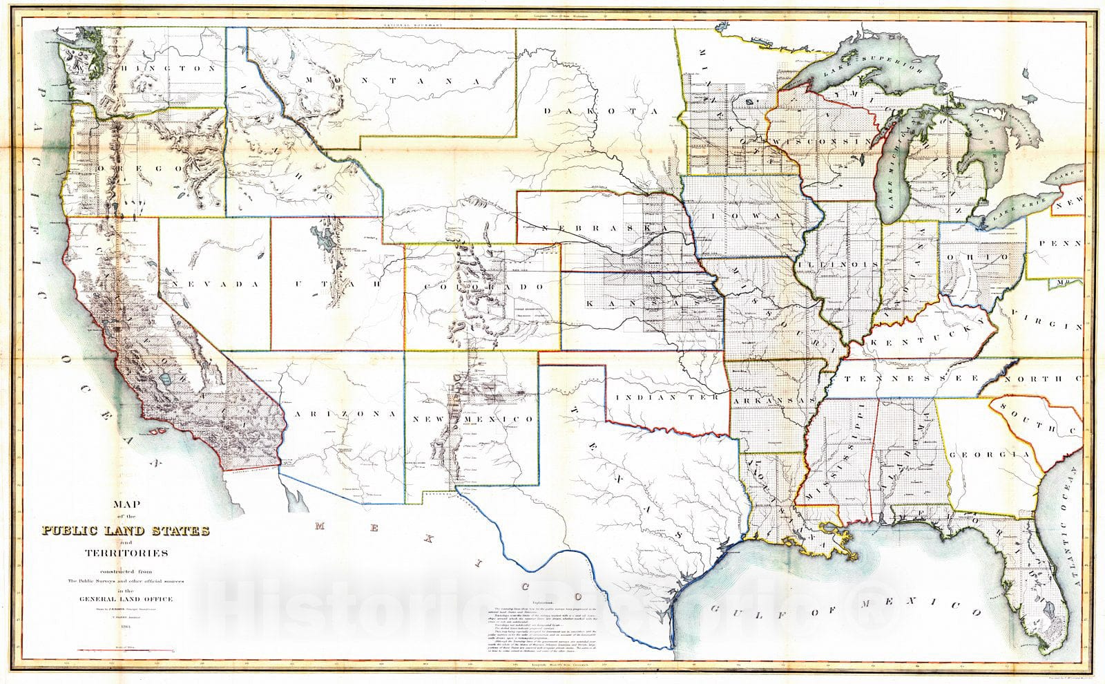 Historic Map : 1864 Map of the Public Land Status and Territories : Vi ...