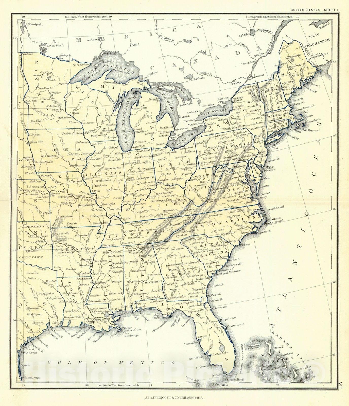 Historic Map : 1869 United States (Sheet 2) : Vintage Wall Art ...