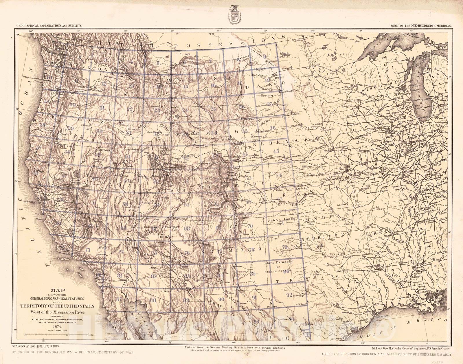 Historic Map : 1875 Map Showing the General Topographical Features of ...