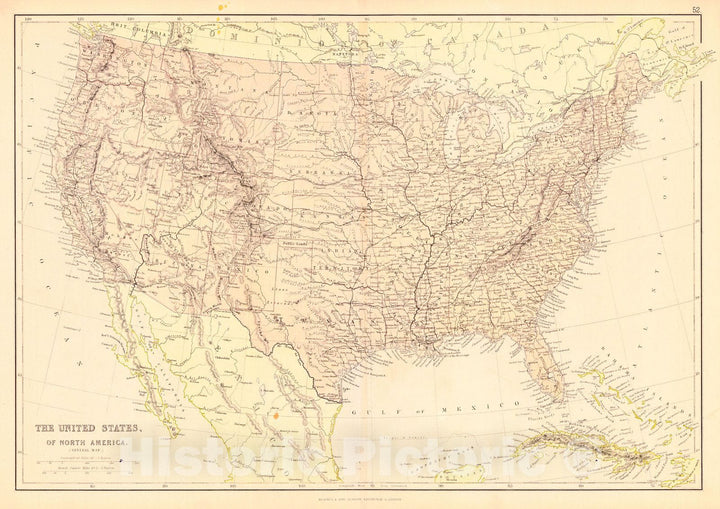 Historic Map : 1877 The United States of North America. (General Map ...