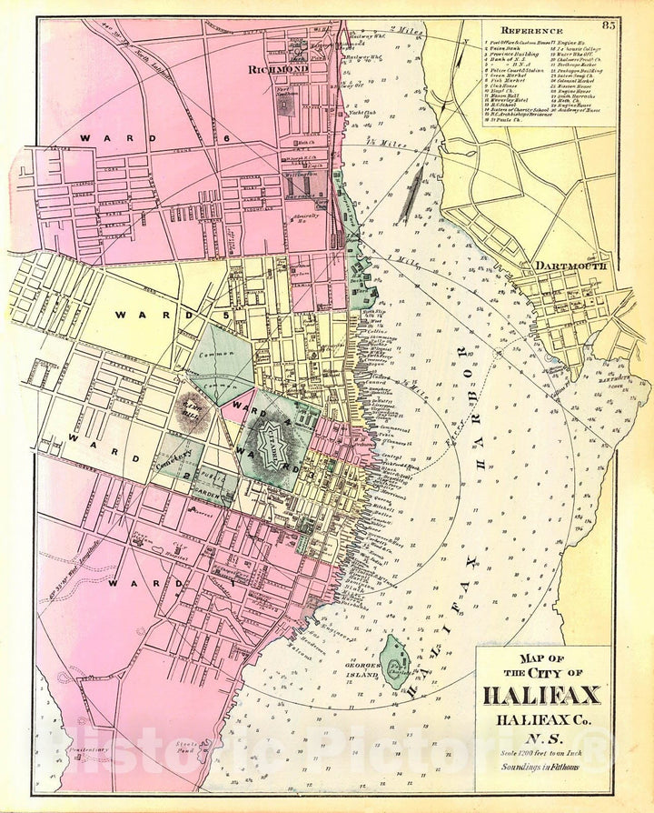 Historic Map : 1880 Map of the City of Halifax, Halifax County : Vinta ...