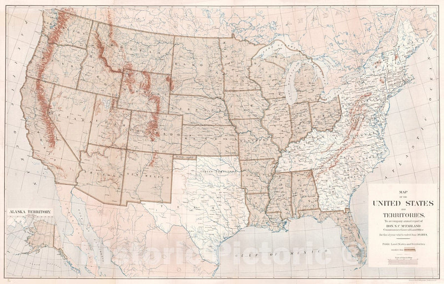 Historic Map : 1885 Map of the United States and Territories : Vintage ...