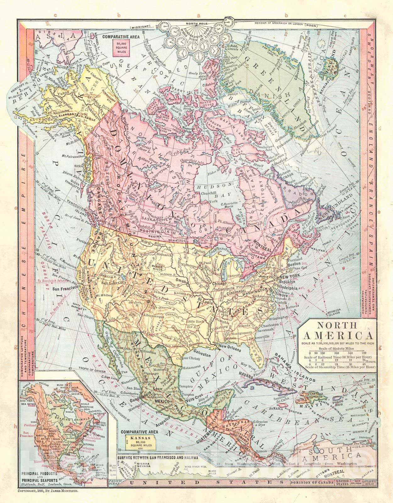 Historic Map : 1886 North America : Vintage Wall Art – Historic Pictoric