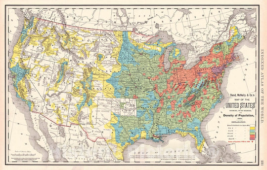 Historic Map : 1898 Map of the United States Showing in Six Degrees of ...