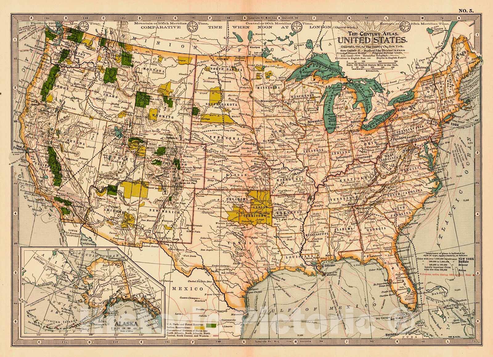 Historic Map : 1899 United States : Vintage Wall Art – Historic Pictoric