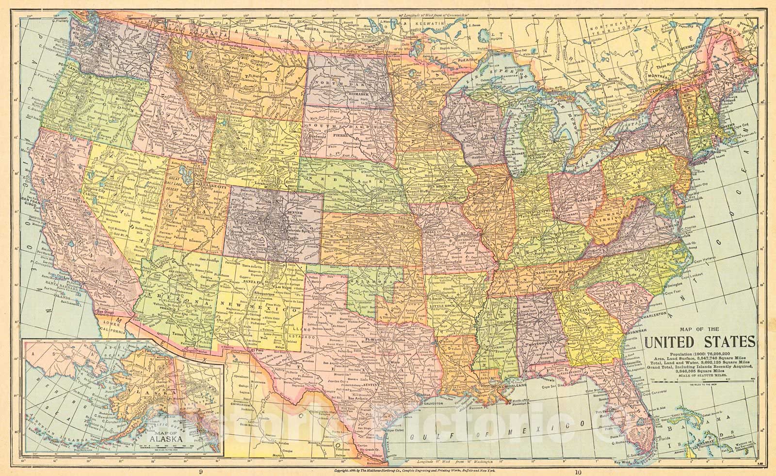 Historic Map : 1902 Map of the United States : Vintage Wall Art ...