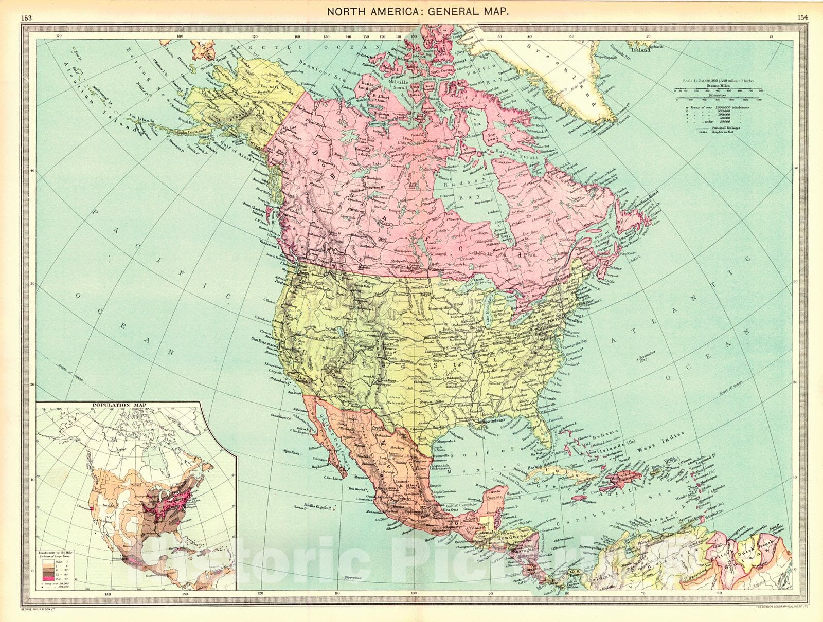 Historic Map : 1910 North America: General Map : Vintage Wall Art ...