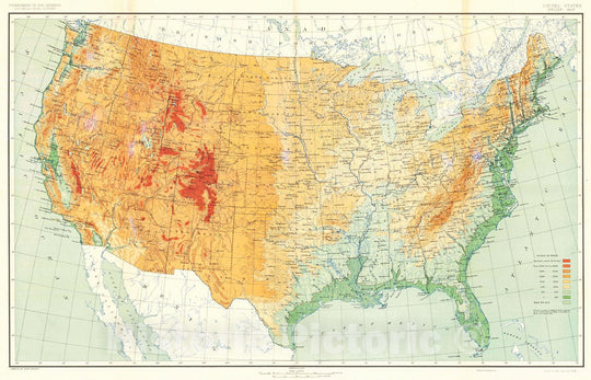 Historic Map : 1929 United States Relief Map : Vintage Wall Art ...