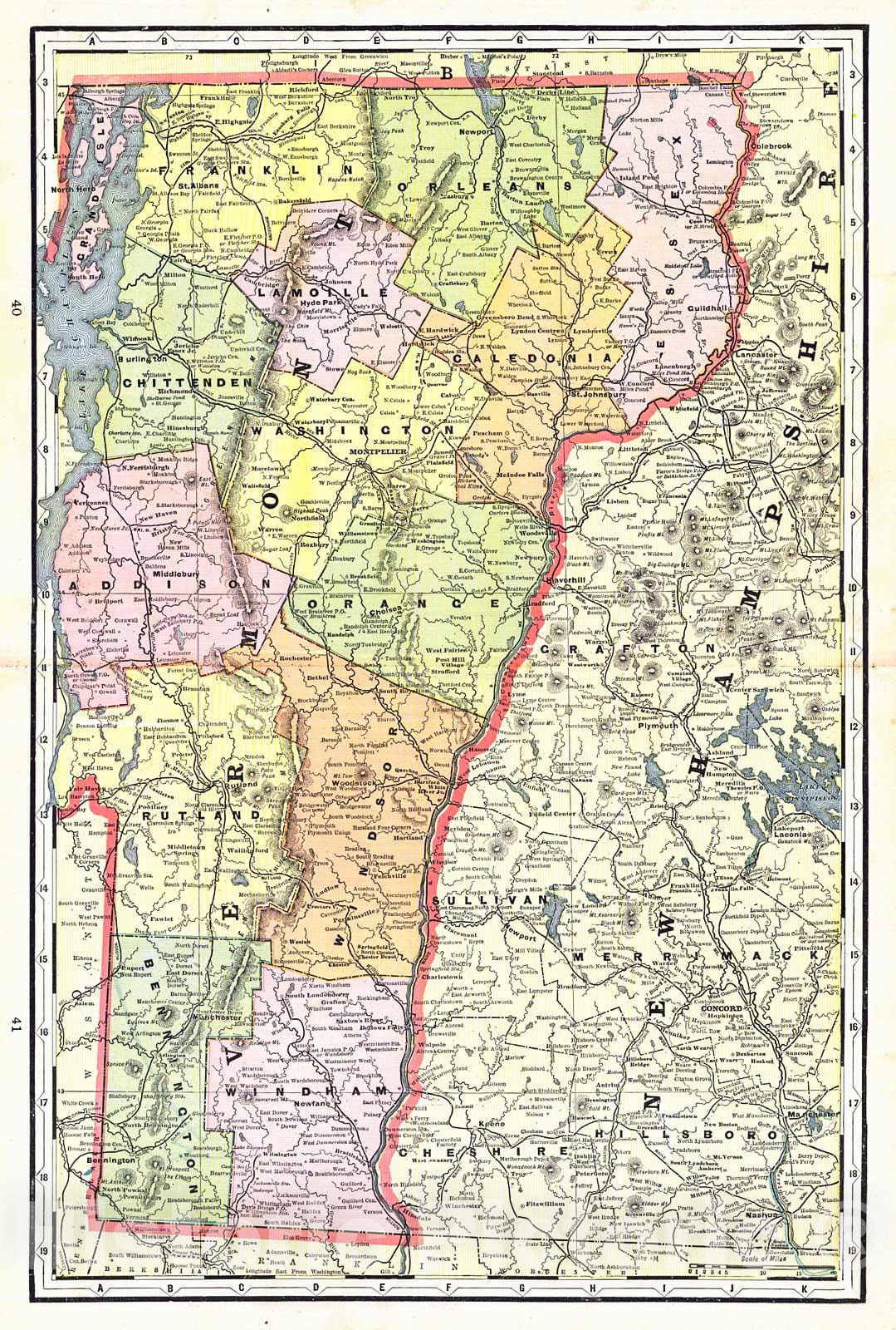 Historic Map : 1898 Vermont : Vintage Wall Art – Historic Pictoric