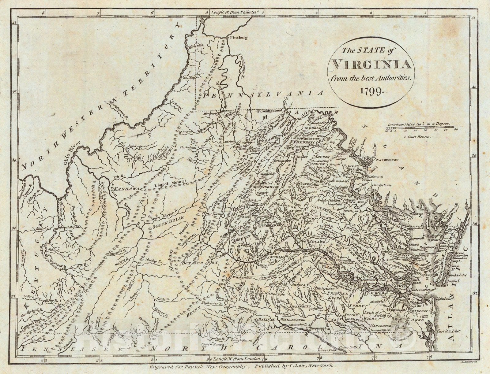 Historic Map : 1799 The State of Virginia from the Best Authorities 17 ...