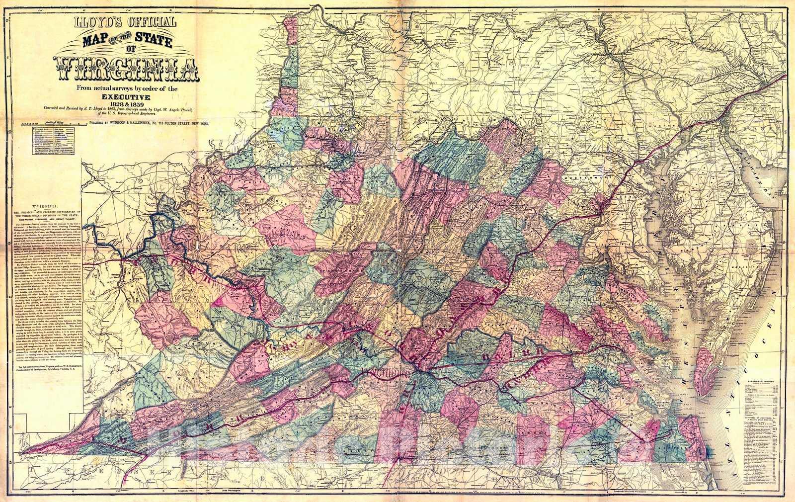 Historic Map : 1862 Lloyd's Official Map of the State of Virginia : Vi ...