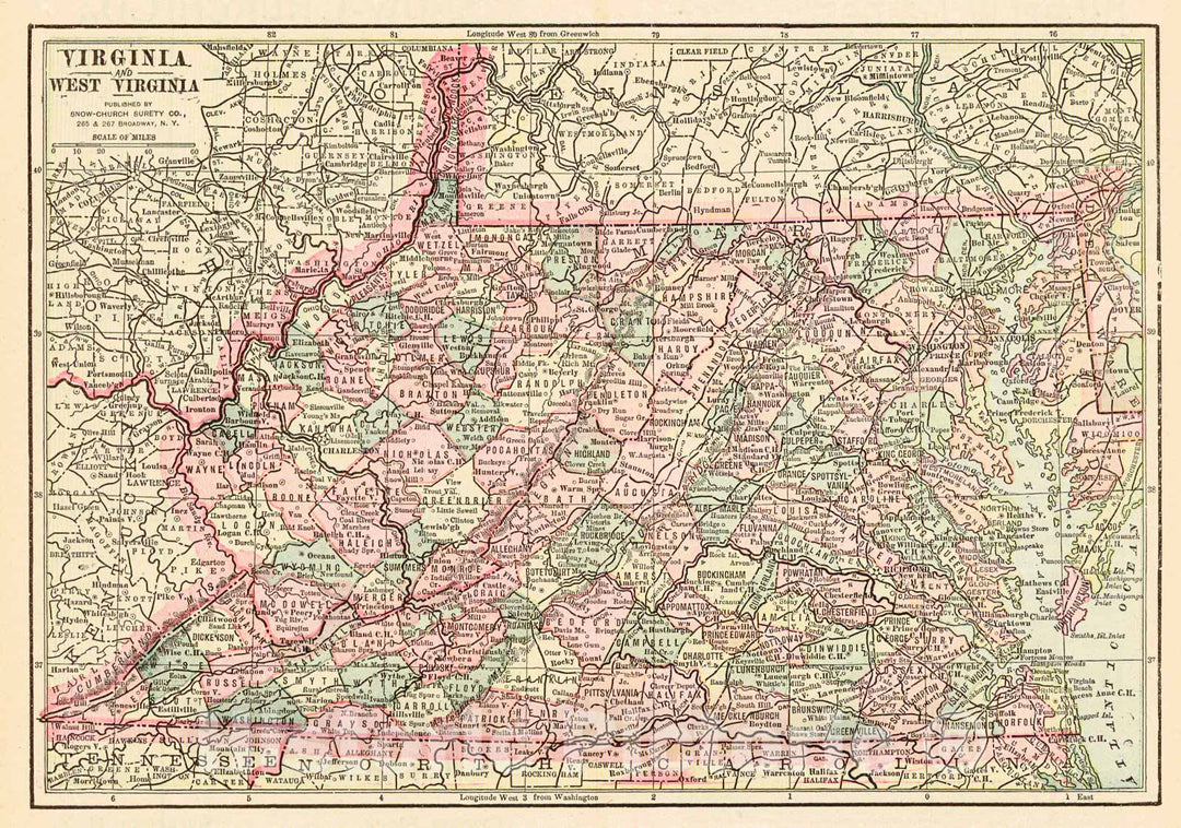 Historic Map : 1900 Virginia and West Virginia : Vintage Wall Art ...