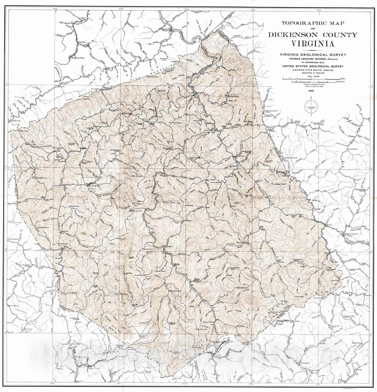 Historic Map : 1921 Topographic Map of Dickenson County, Virginia : Vi ...