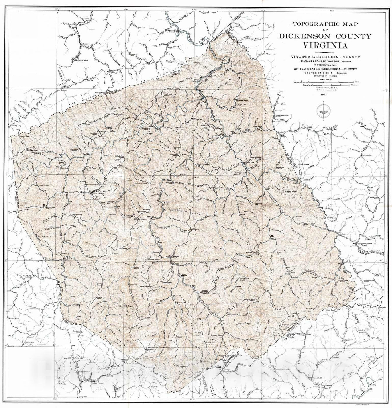 Historic Map : 1921 Topographic Map of Dickenson County, Virginia : Vi ...