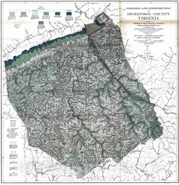 Historic Map : 1921 Geologic and Economic Map of Dickenson County, Vir ...