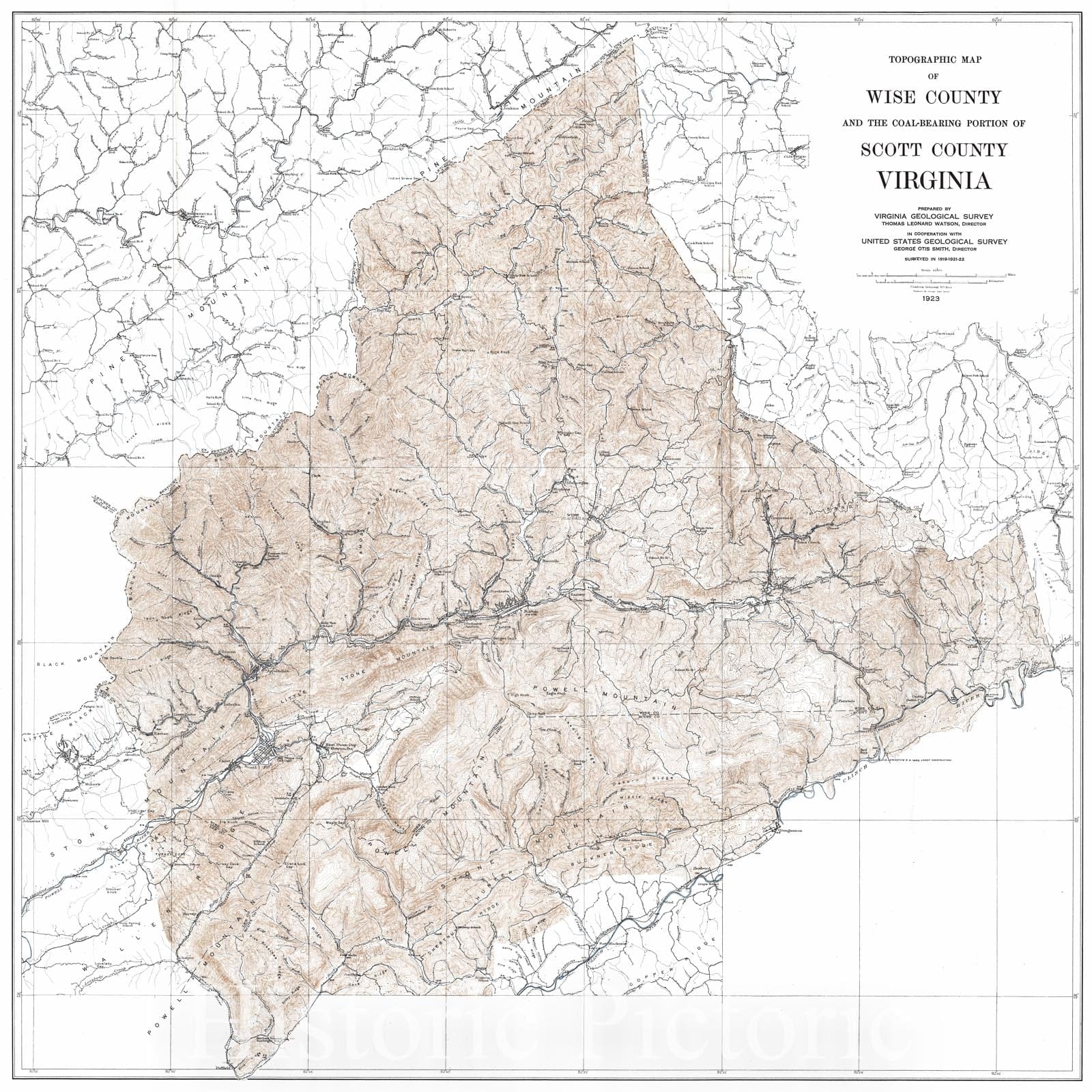 Historic Map : 1923 Topographic Map of Wise County and the Coal-Bearin ...